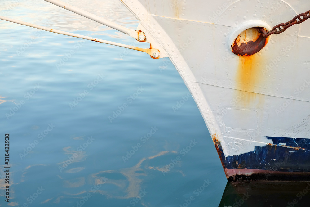 Water at the clipper bow of a classic sailing ship. Stock Photo | Adobe ...