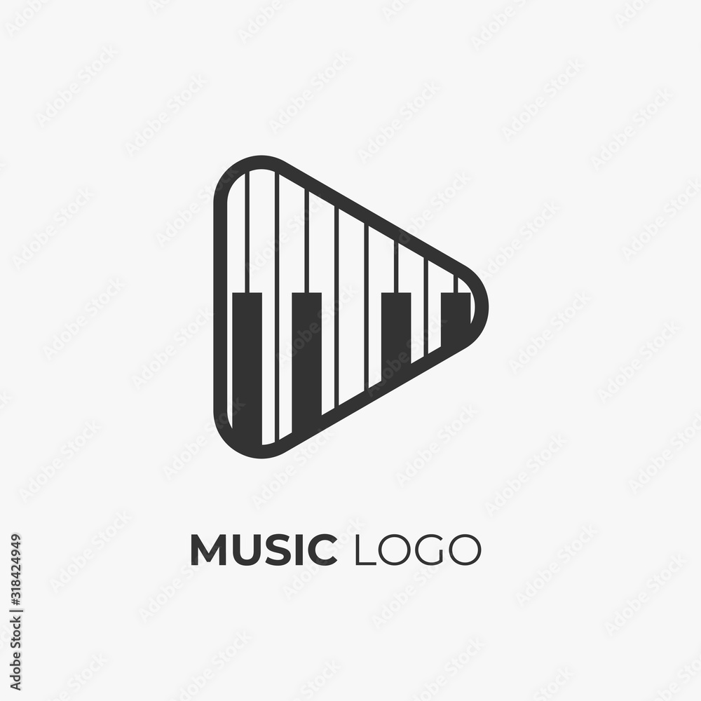 Music logo design. Piano key with play button vector illustration for ...