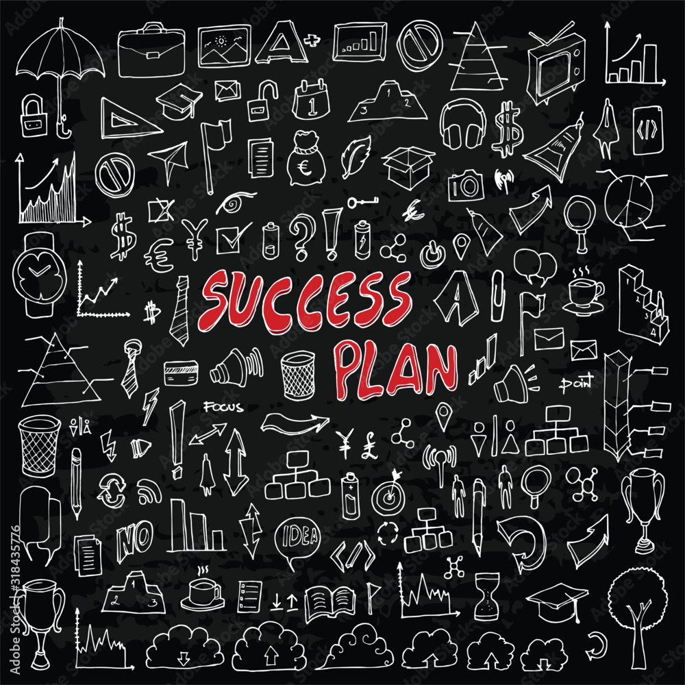 Set of Business Drawing illustration Hand drawn doodle Sketch line ...