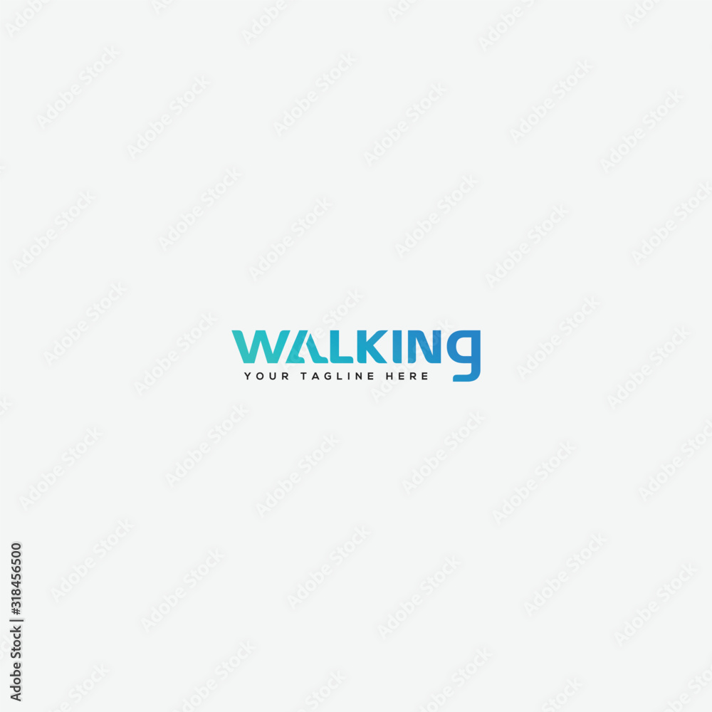 walking logo design lettering walking, walk logo Stock Vector | Adobe Stock