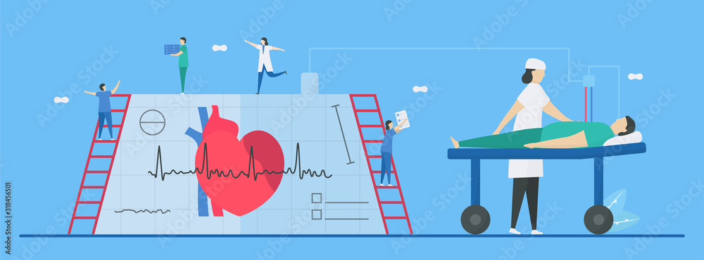 Cardiology vector illustration. This disease is narrowing of coronary ...