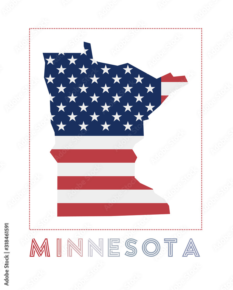 Minnesota Logo. Map of Minnesota with us state name and flag ...