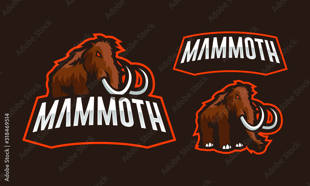 Mammoth mascot logo design for sport or e-sport logo isolated on dark ...
