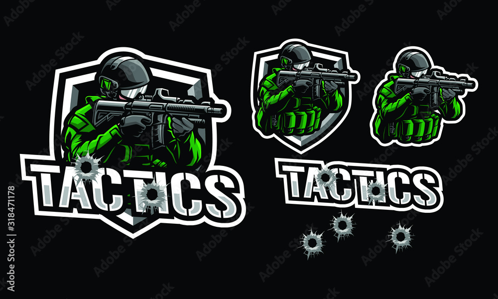 Tactics soldier mascot logo design for sport or e-sport logo isolated ...