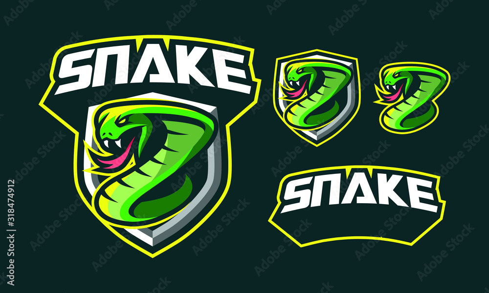 Snake mascot logo design for sport/ e-sport logo design isolated on ...