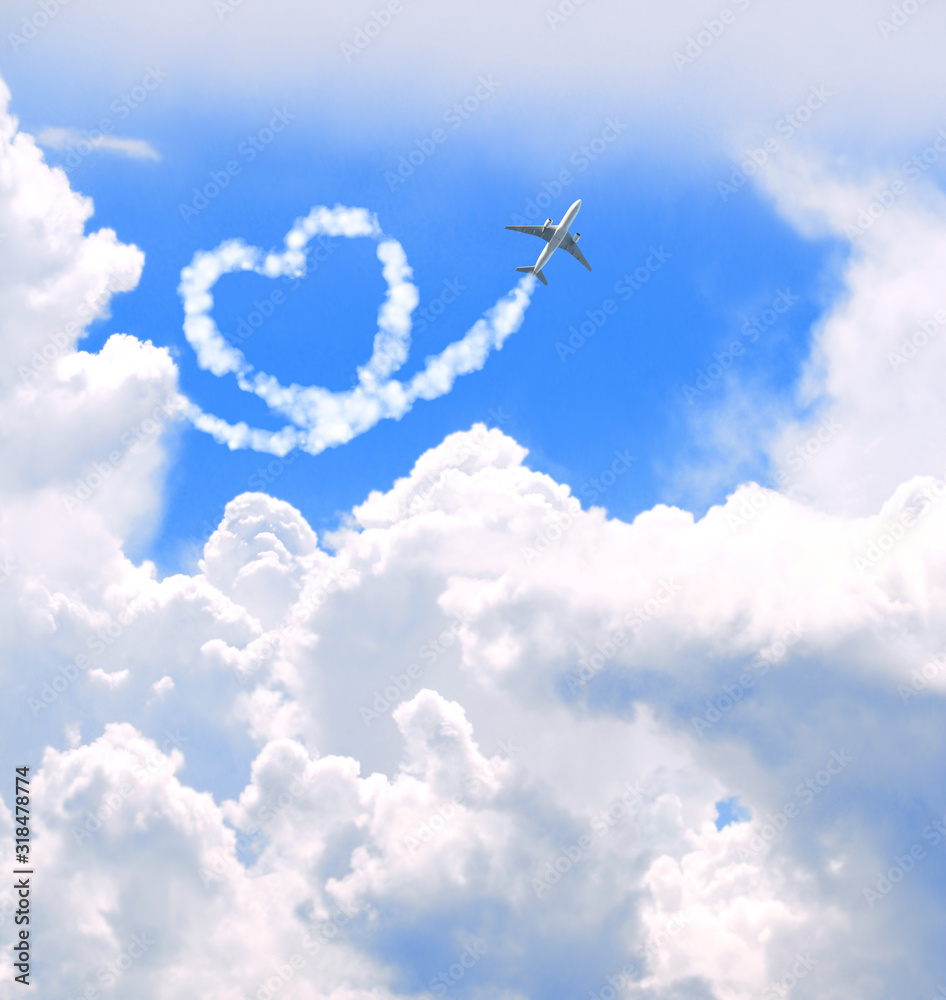 Aircraft draw a heart in the sky Stock Photo | Adobe Stock