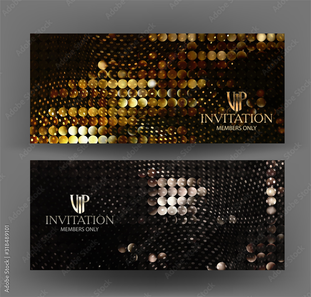 Beautiful realistic sparkling gold and silver VIP cards. Vector ...