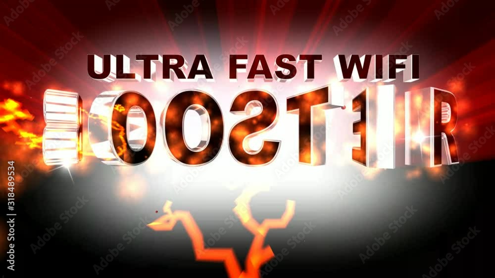 3D animation for technology with the words Ultra fast Wifi Booster ...