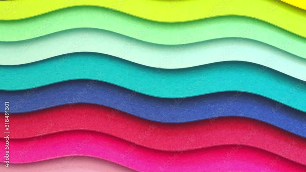 Colorful wave bending paper animation. Abstract 4K 3D ripple motion ...