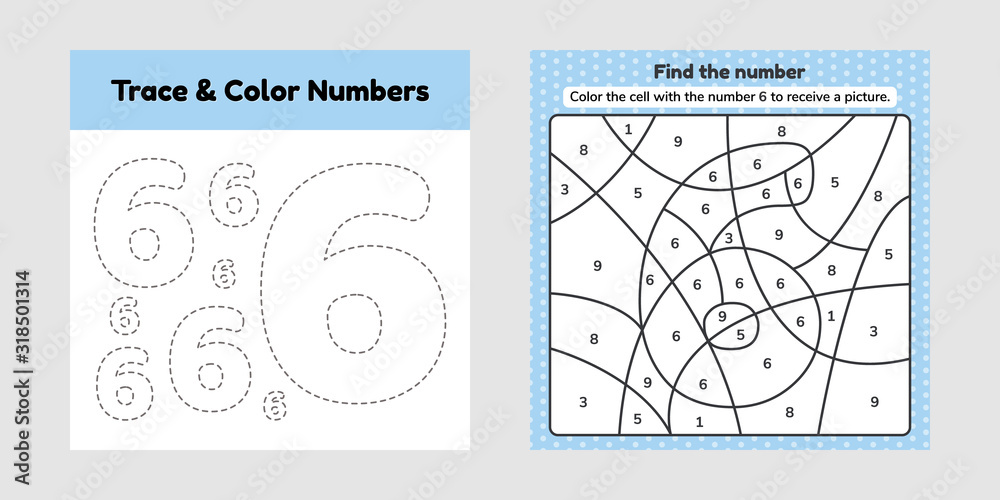 Coloring book number for kids. Worksheet for preschool, kindergarten ...