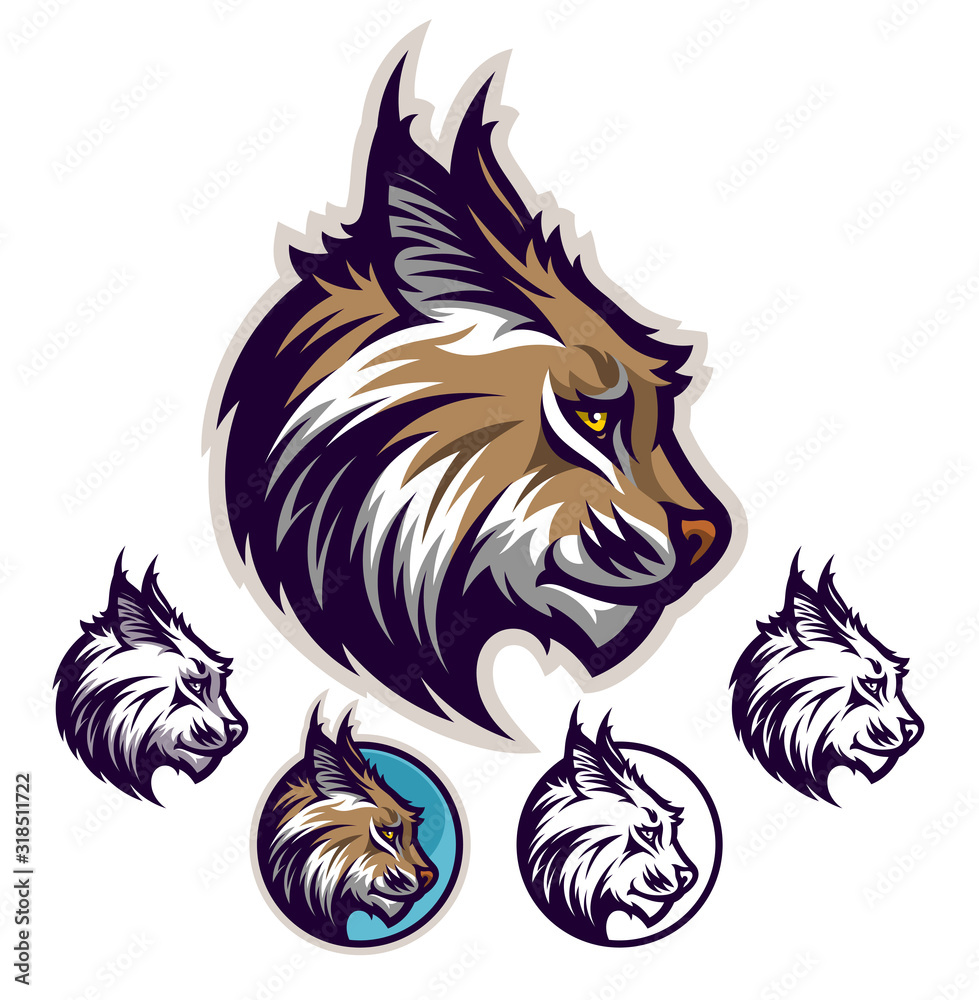 Lynx profile emblem Stock Vector | Adobe Stock
