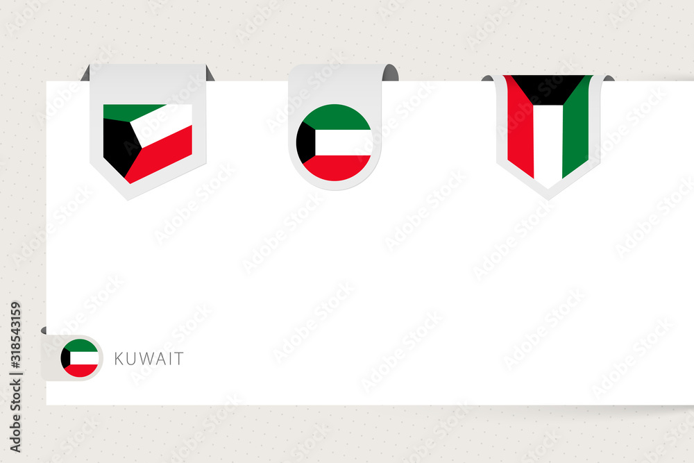Label flag collection of Kuwait in different shape. Ribbon flag ...