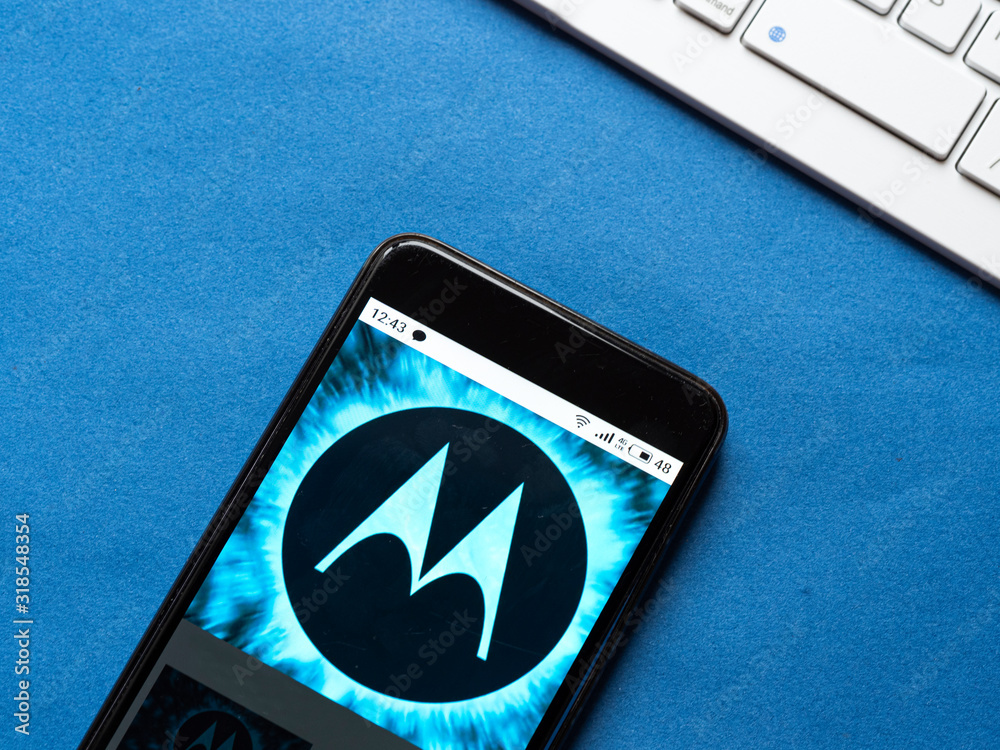 In this photo illustration the Motorola logo is seen displayed on a ...