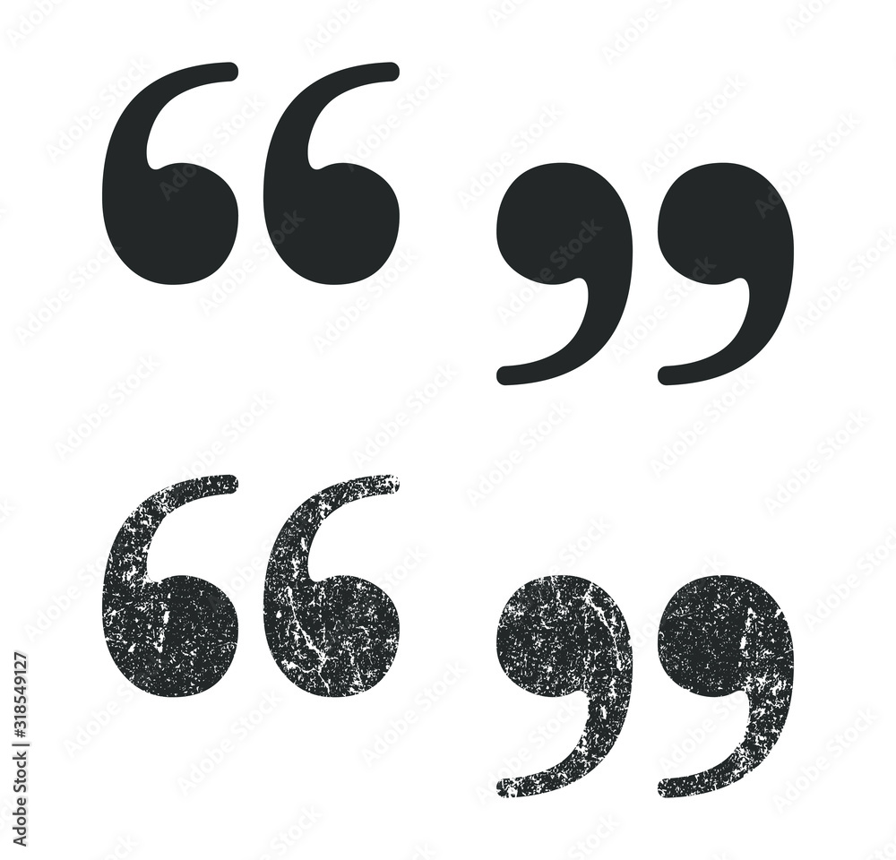 Basic Quote mark icon shape. Dialog logo grunge symbol sign. Vector ...