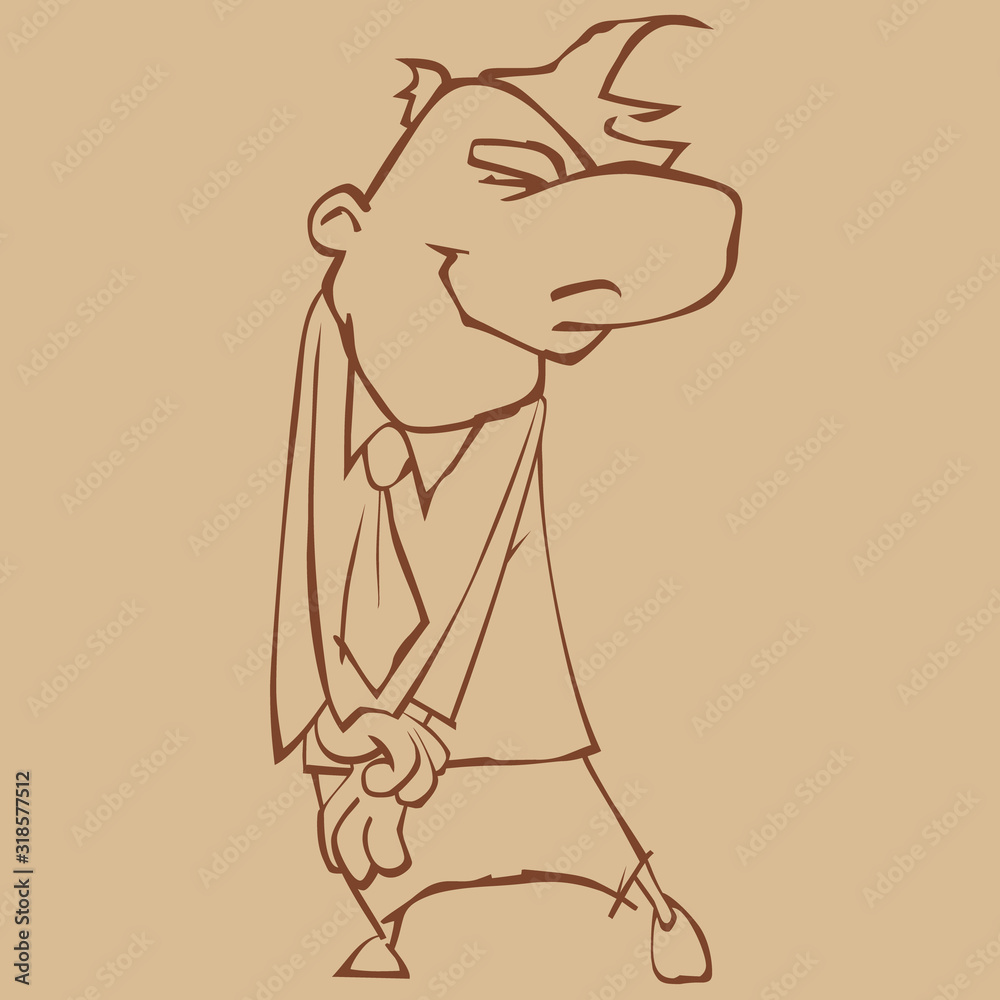 sketch of a cartoon humble man who is standing and shy Stock Vector ...