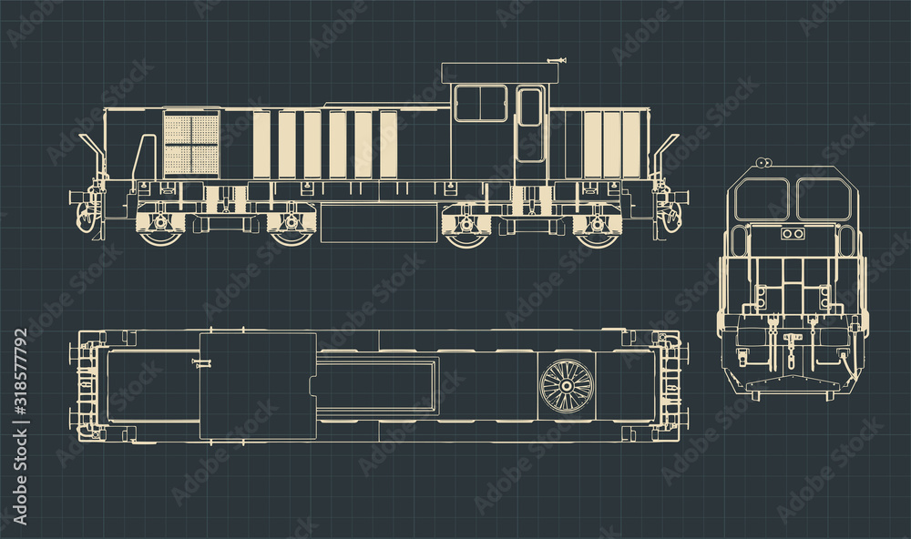 Diesel Locomotive drawings Stock Vector | Adobe Stock