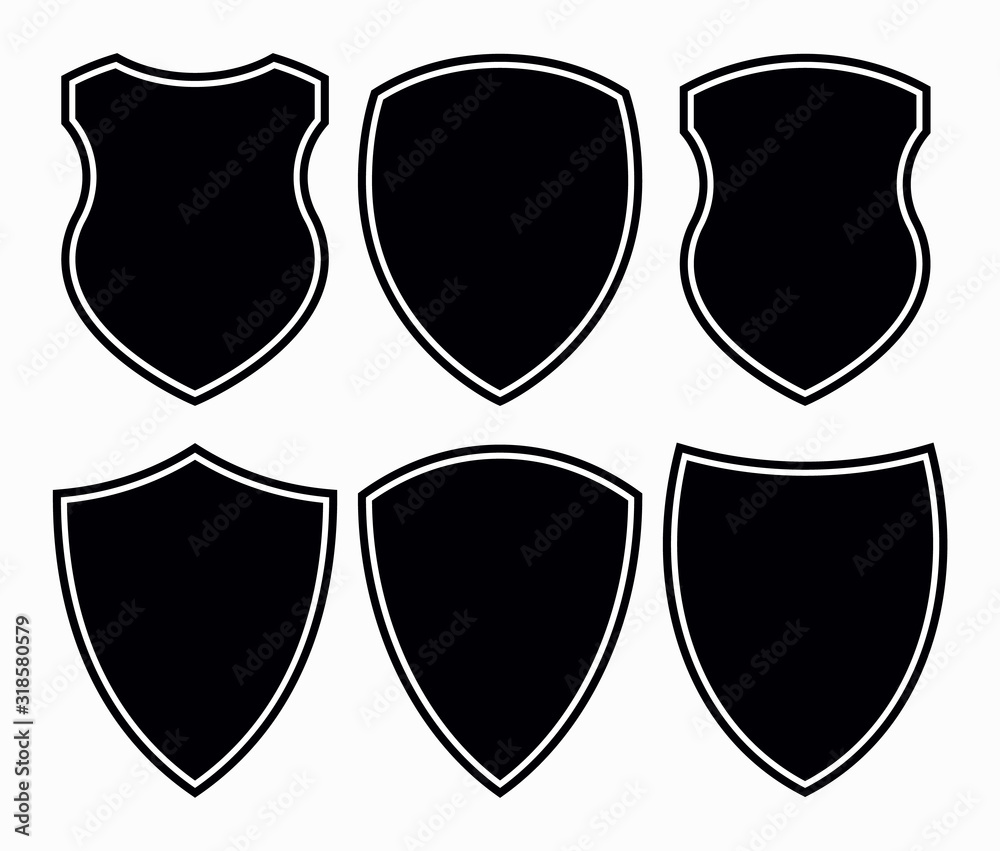 Blank Classic Medieval Shield Shapes. Vector Illustration Set. Emblem ...