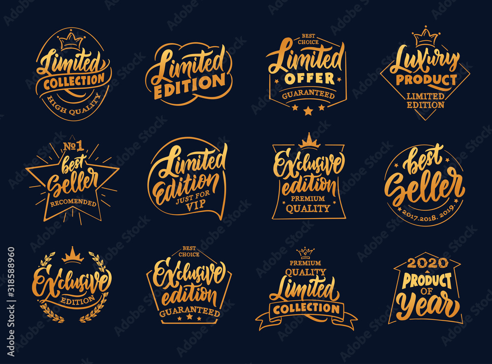 Set of vintage exclusive and limited edition emblems and stamps Stock ...