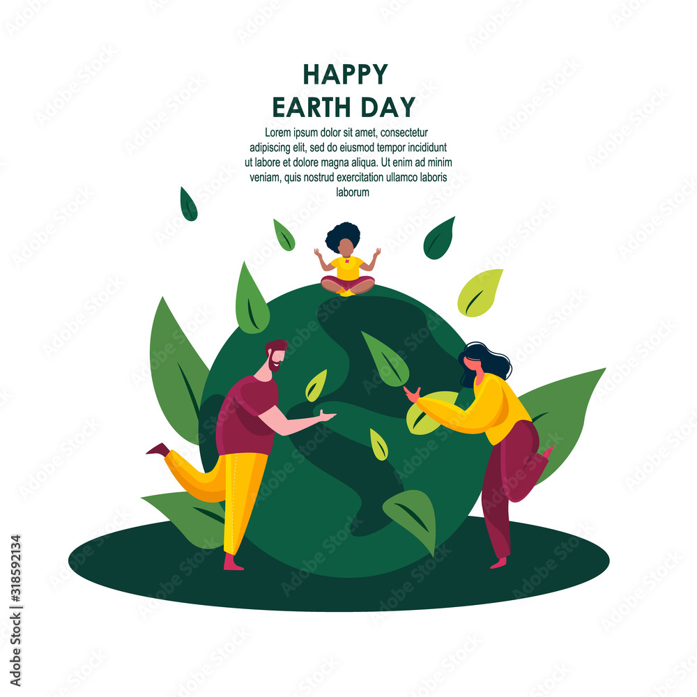 Happy Earth Day International Holiday.Loving People, African Child Hug ...