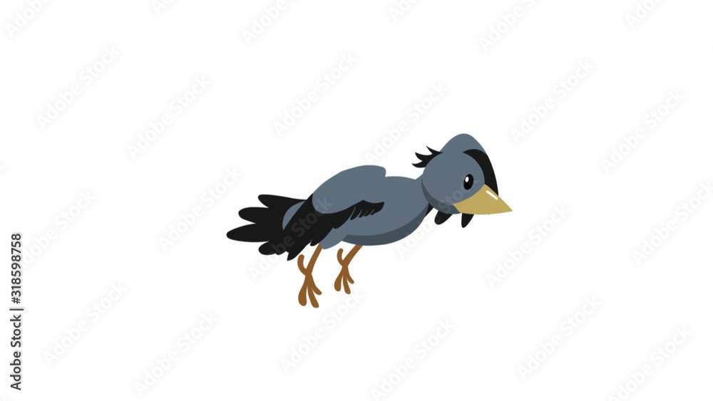 Animated crow flies. Looping hand drawn animation. Original file Full ...