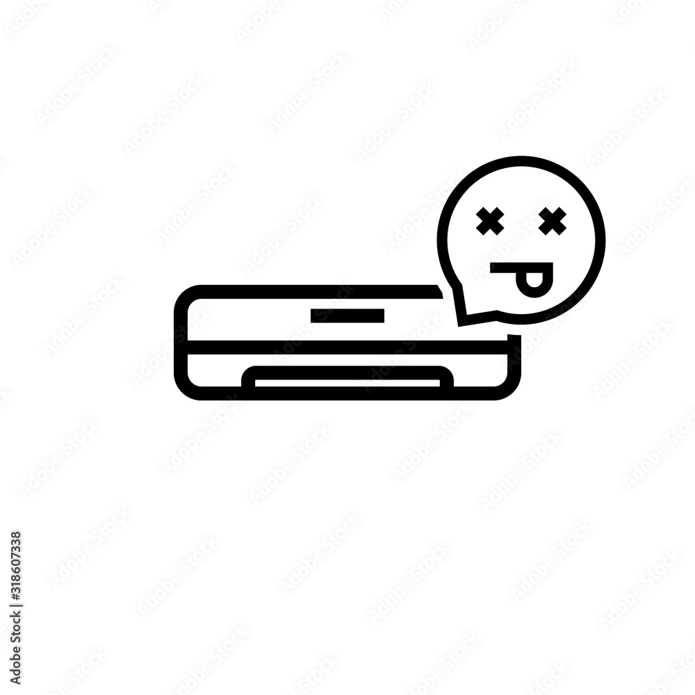 Broken air conditioner outline icon. Clipart image isolated on white ...