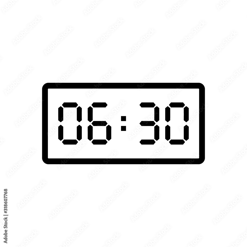 Digital clock displaying 6:30. Clipart image isolated on white ...