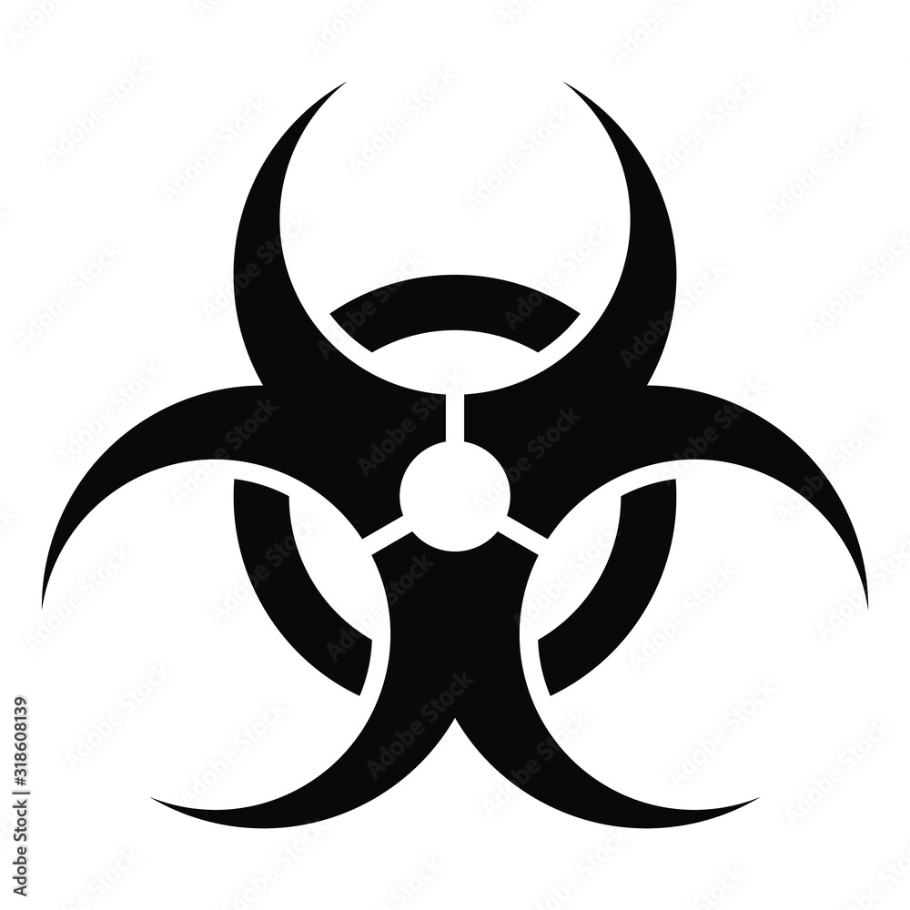 Biohazard warning icon. Medical waste caution symbol. Biological ...