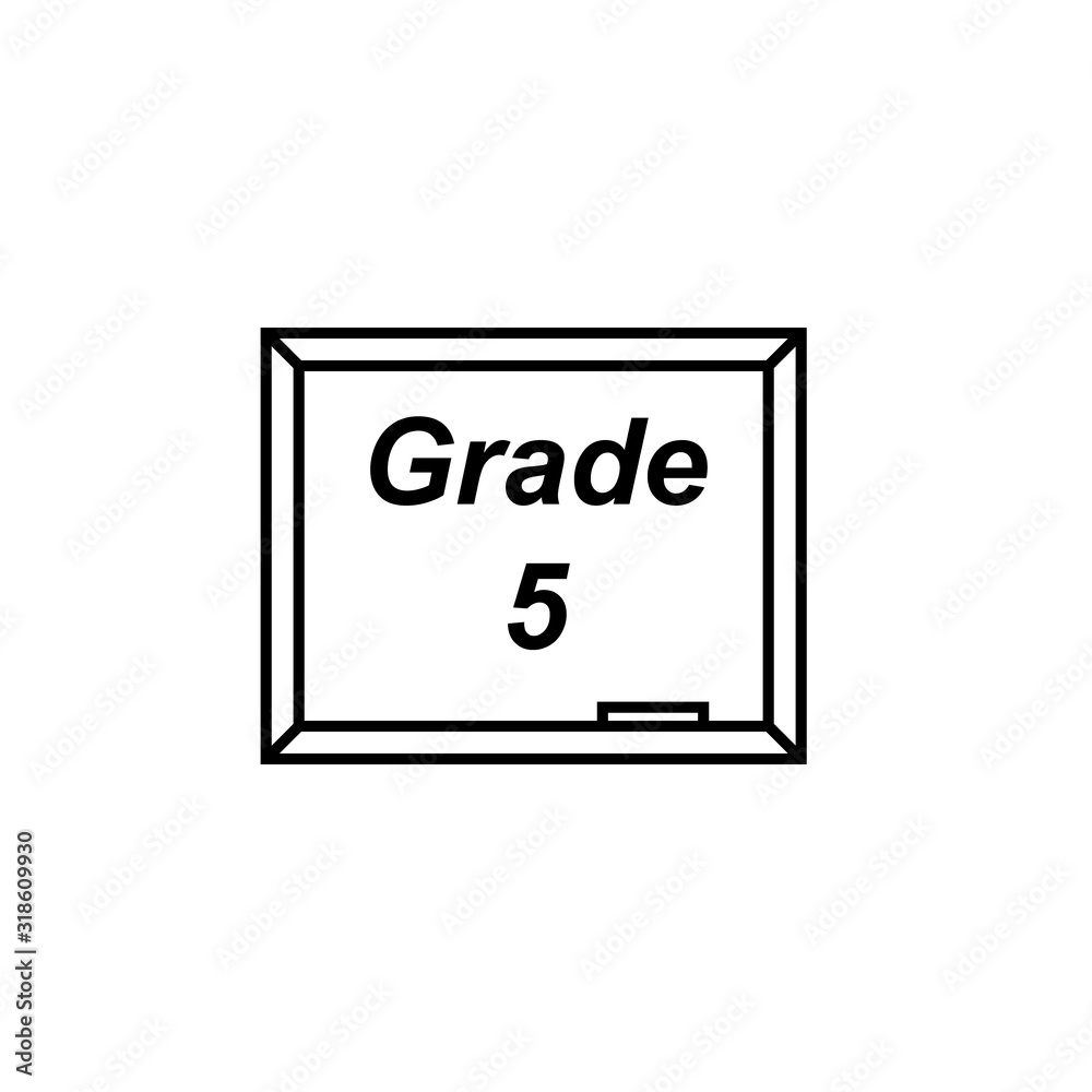 School desk grade 5 line icon. Clipart image isolated on white ...