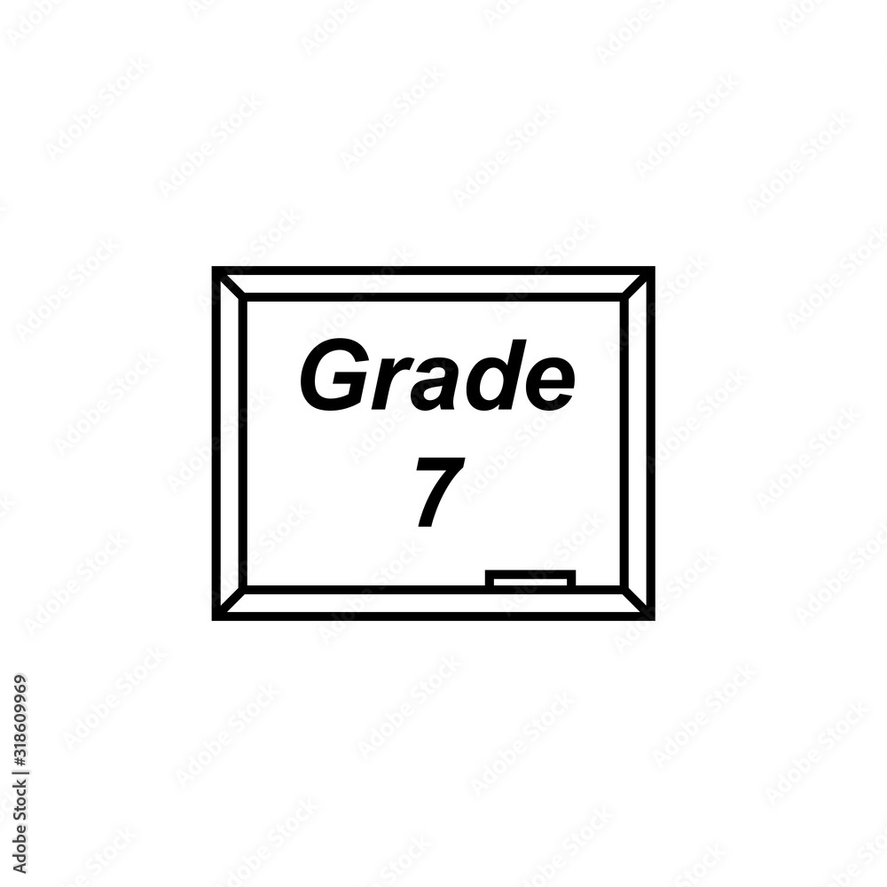 School desk grade 7 outline icon. Clipart image isolated on white ...