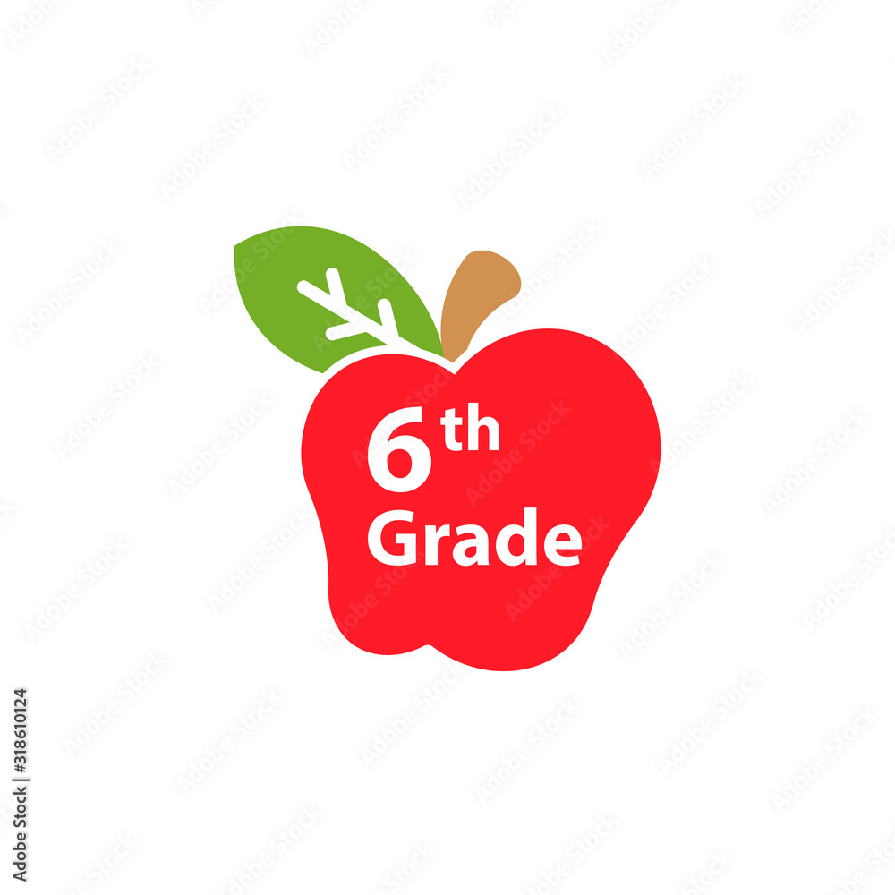 6th Grade level icon. Clipart image isolated on white background Stock ...