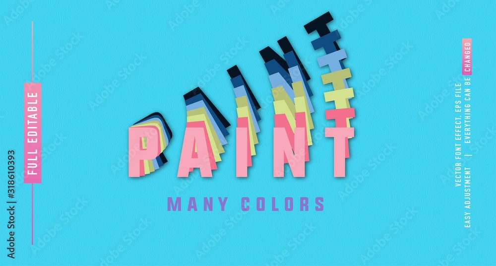 paint color premium text effect editable vector template, style modern ...