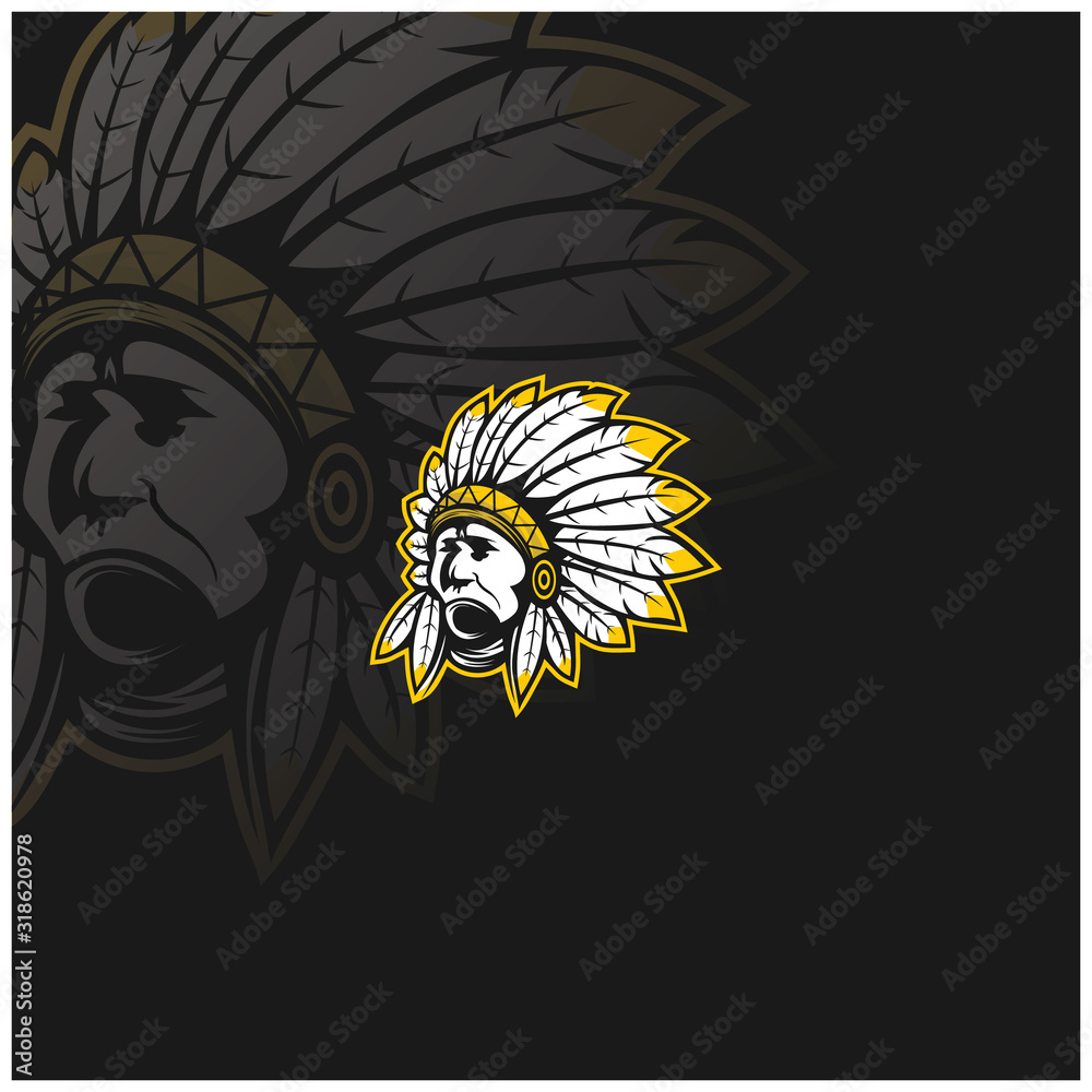 chief indian apache cherokee american head logo vector illustration ...
