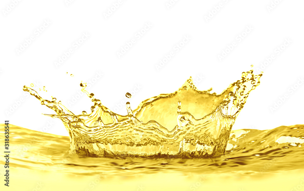 Splash of natural cooking oil on white background Stock Photo | Adobe Stock