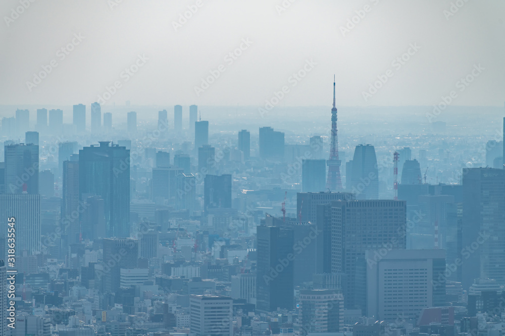 dust during daytime in a very polluted city - in this case Tokyo, Japan ...