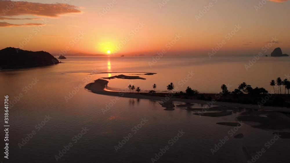 Aerial view of the magnificent beach of Laem Had on the island of Ko ...