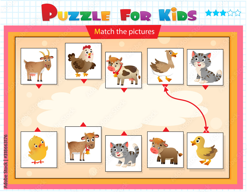Matching game, education game for children. Puzzle for kids. Match the ...