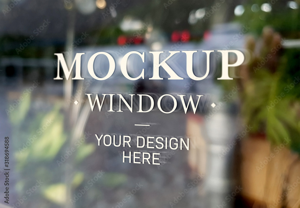 Window Signage Text Effect Mockup Stock Template | Adobe Stock
