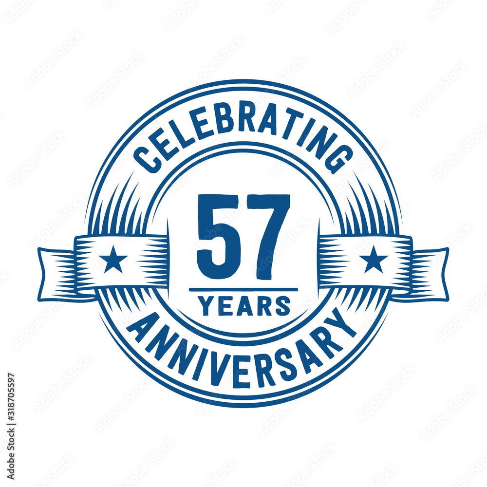 57 years logo design template. 57th anniversary vector and illustration ...