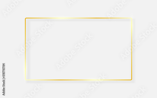 Gold frame on white background. Shiny golden border with light effects ...