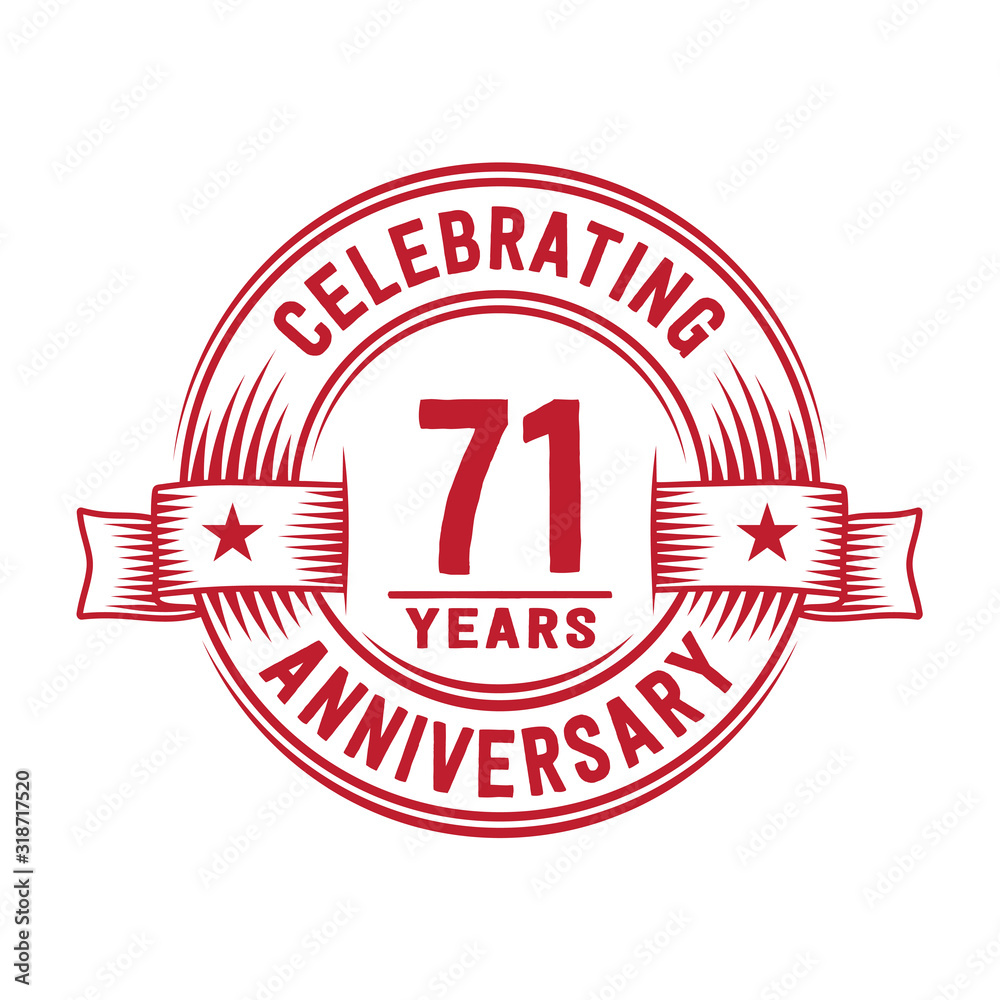 71 years logo design template. 71st anniversary vector and illustration ...