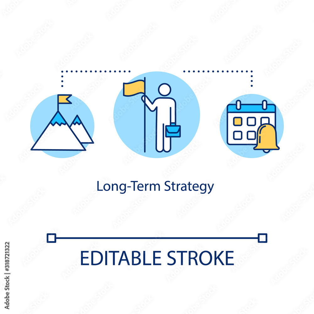 Long term strategy concept icon. Goal setting and planning idea thin ...