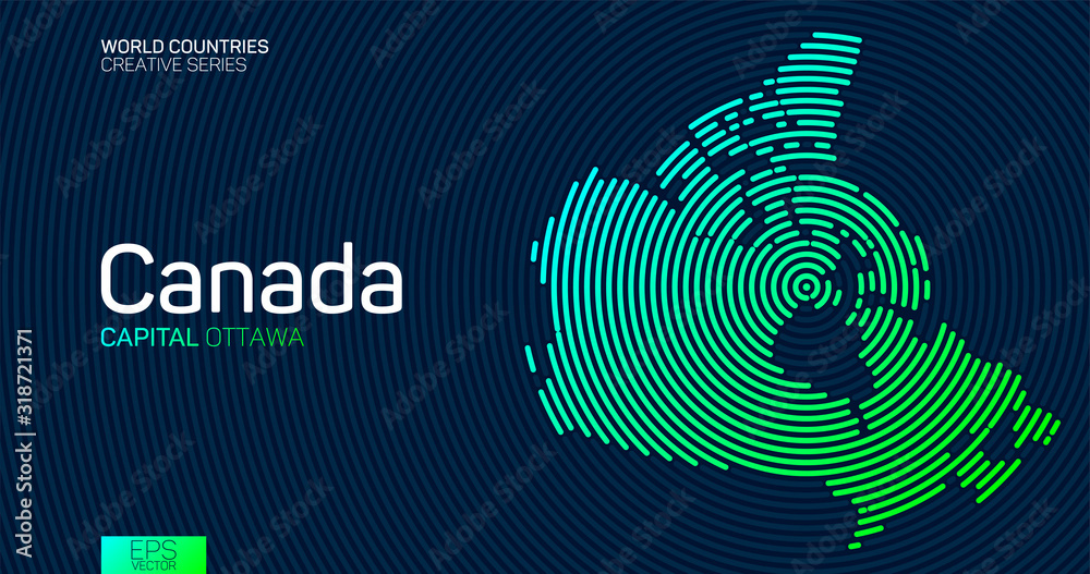 Abstract map of Canada with circle lines Stock Vector | Adobe Stock