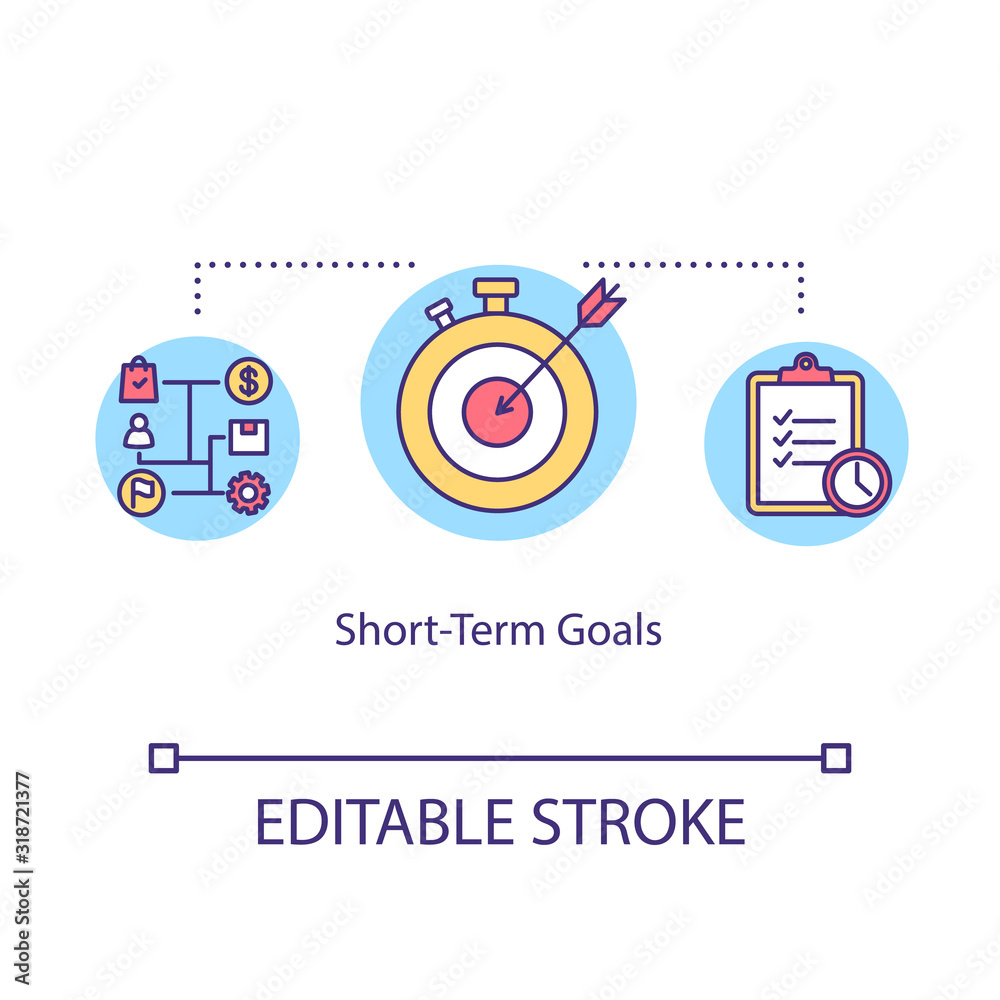 Short term goals concept icon. Strategic plan idea thin line ...
