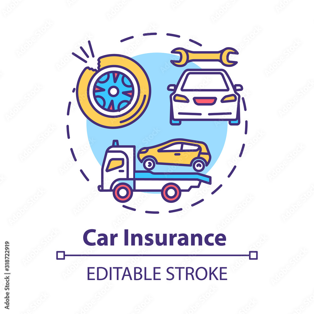 Car insurance concept icon. Auto wreck. Collision damage. Accident ...