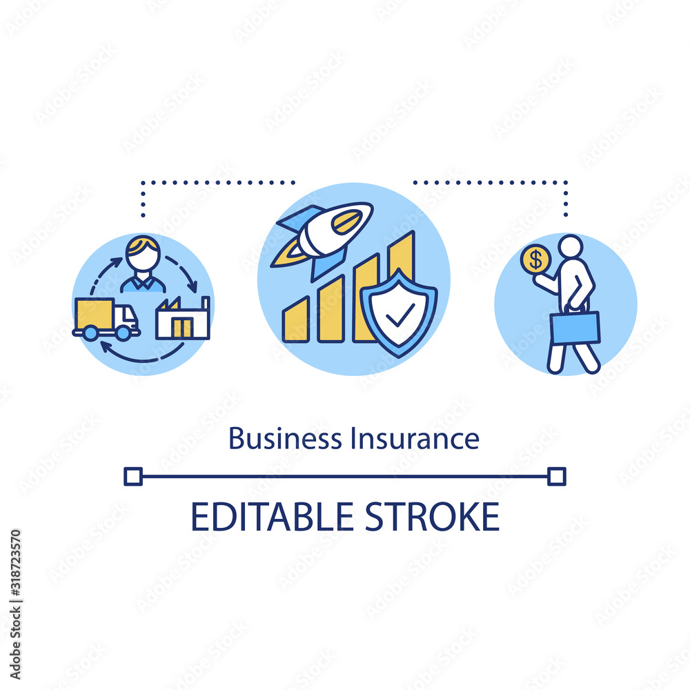 Business insurance concept icon. Company growth. Entrepreneur aid ...