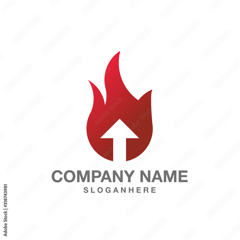 Fire arrow vector logo design. flame symbol with arrow icon for power ...