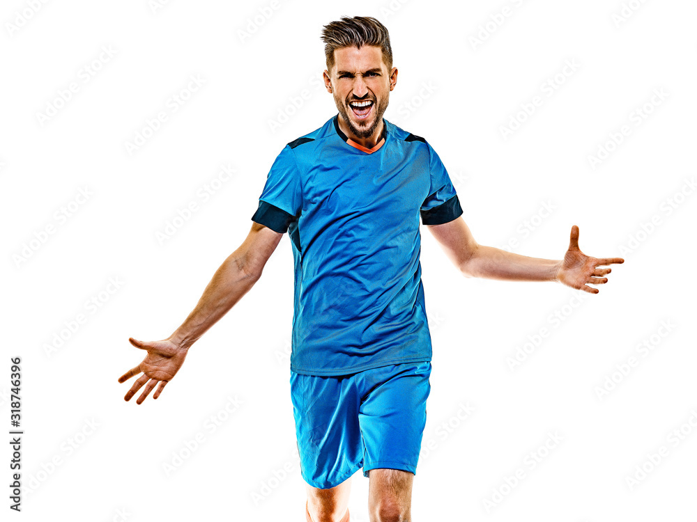 young soccer player man isolated white background standing Stock Photo ...