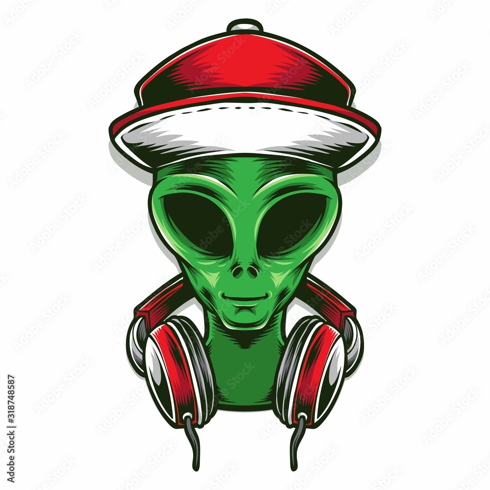 alien head with headphone vector Stock Vector | Adobe Stock