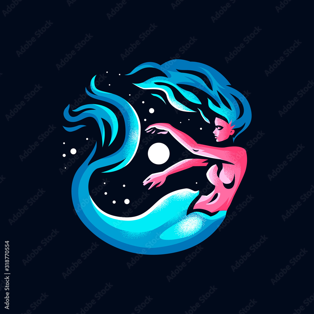 Mermaid. Woman with a fish tail. Stock Vector | Adobe Stock