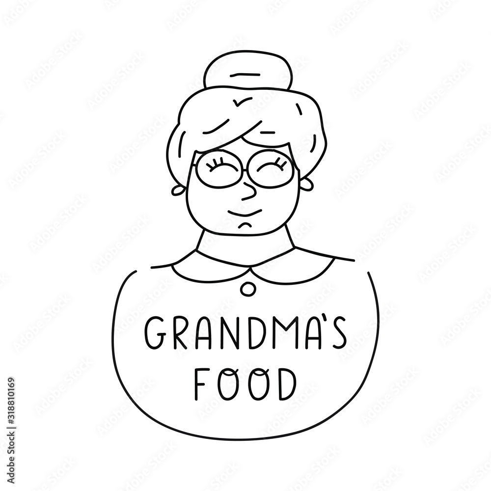 Grandma's food. Vector hand drawn outline illustration on white ...
